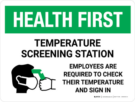 Health First: Temperature Screening Station with Icon Landscape - Wall Sign