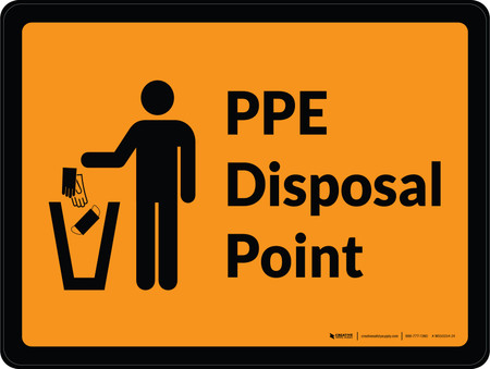PPE Disposal Point with Icon Orange Landscape - Wall Sign