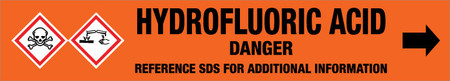 Hydrofluoric Acid [CAS# 7664-39-3] - GHS Pipe Marking Label