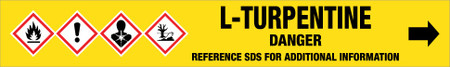 L-Turpentine [CAS# 8006-64-2] - GHS Pipe Marking Label