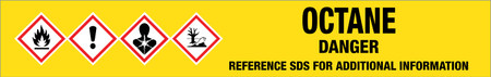 Octane [CAS# 111-65-9] - GHS Pipe Marking Label