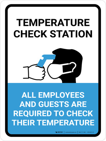 Temperature Check Station Employees And Guests with Icon Portrait ...