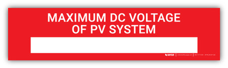 Maximum DC Voltage Of PV System with Write-In - Arc Flash Label