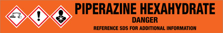 Piperazine Hexahydrate [CAS# 142-63-2] - GHS Pipe Marking Label