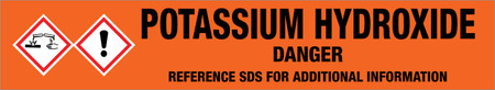 Potassium Hydroxide [CAS# 1310-58-3] - GHS Pipe Marking Label