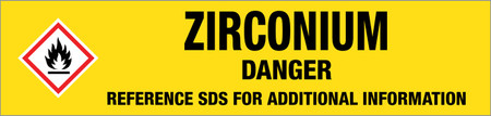Zirconium [CAS# 7440-67-7] - GHS Pipe Marking Label