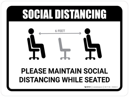 Please Maintain Social Distancing While Seated with Icon Landscape ...