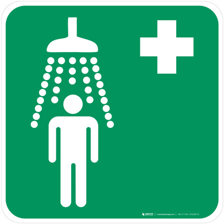 Safety Shower Safe Condition - ISO Floor Sign | Creative Safety Supply