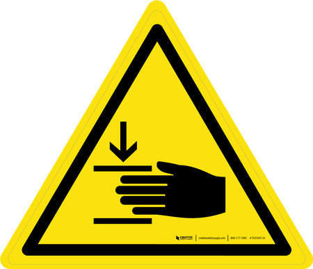 Crushing of Hands Warning - ISO Floor Sign | Creative Safety Supply