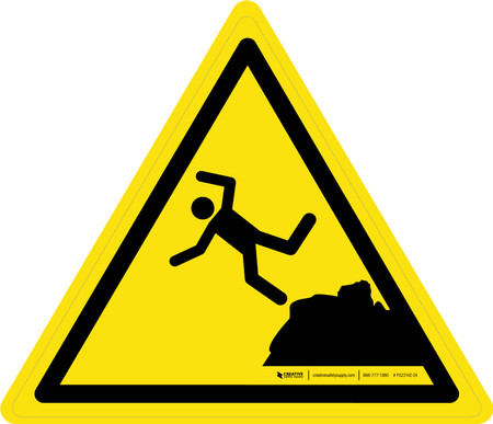 Unstable Cliff Edge Warning - ISO Floor Sign