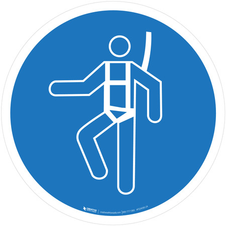 Wear Safety Harness Mandatory - ISO Floor Sign | Creative Safety Supply