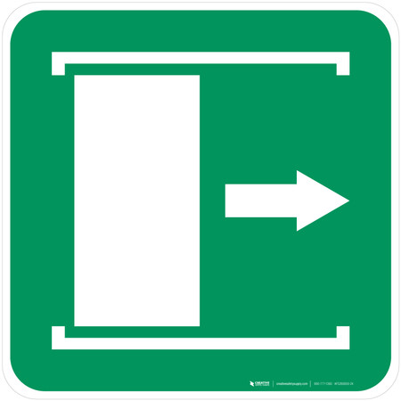 Door Slides Right to Open Safe Condition - ISO Floor Sign
