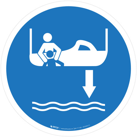 Lower Rescue Boat into Water Mandatory - ISO Floor Sign
