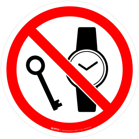 No Metallic Articles or Watches Prohibition - ISO Floor Sign
