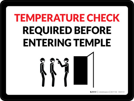 Temperature Check Required Before Entering Temple Landscape - Wall Sign