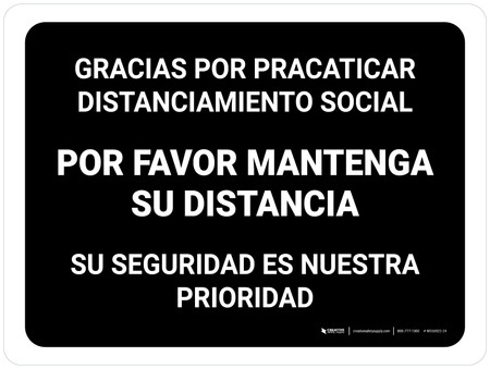 Thank You For Practicing Social Distancing With Us Black Spanish ...