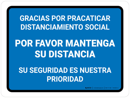Thank You For Practicing Social Distancing With Us Blue Spanish ...
