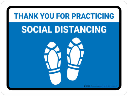 Thank You For Social Distancing with Foodprint Icon Landscape - Wall Sign