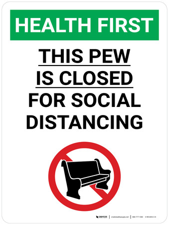 Health First This Pew Is Closed For Social Distancing with Icon ...