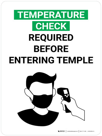 Temperature Check Required Before Entering Temple with Icon Portrait V2 ...
