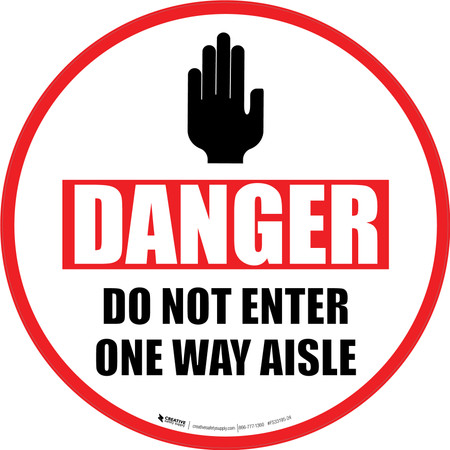 Do Not Enter One Way Aisle Danger with Icon Circular - Floor Sign