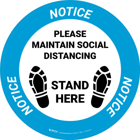 Notice Please Maintain Social Distancing Stand Here with Shoe Prints ...