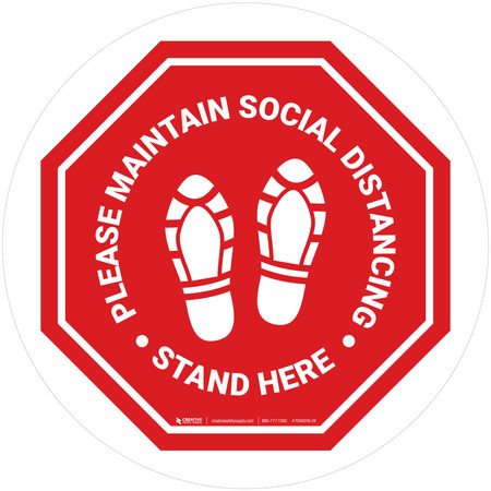 Please Maintain Social Distancing Stand Here with Shoe Prints Stop ...