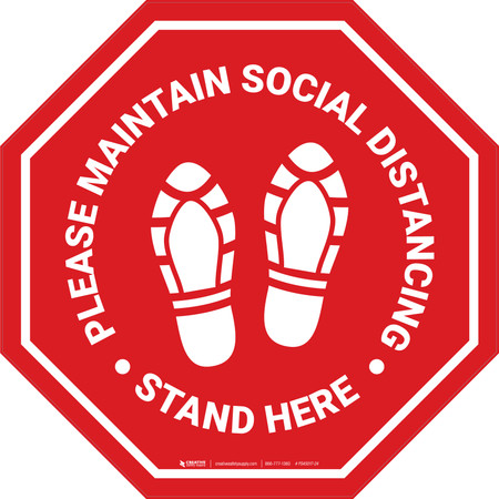 Please Maintain Social Distancing Stand Here with Shoe Prints Stop ...