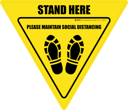 Please Maintain Social Distancing Stand Here with Shoe Prints Yield ...