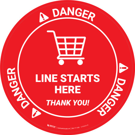 Danger Line Starts Here Thank you with Shopping Cart OSHA Circular ...