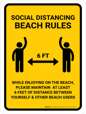 Social Distancing Beach Rules Portrait - Wall Sign
