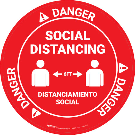 Danger: Social Distancing Bilingual Spanish with Icon OSHA Circular ...