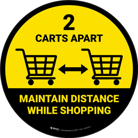 Maintain Distance While Shopping 2 Carts Apart with Icon Yellow/Black ...