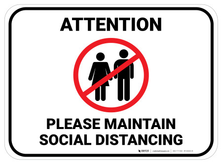 Attention Please Maintain Social Distancing with Icon Rectangle - Floor ...