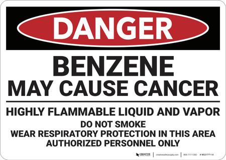 Danger: Benzene May Cause Cancer - Wall Sign