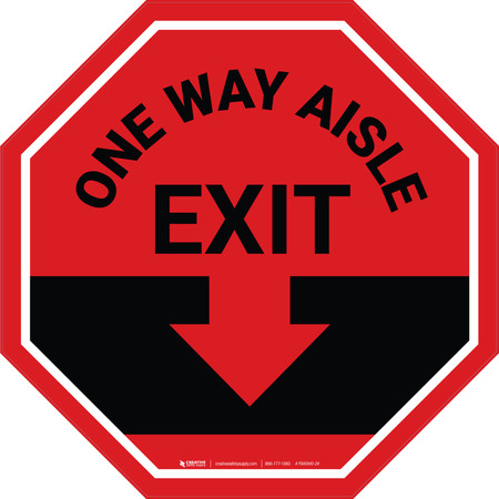 One Way Aisle Exit with Arrow Stop - Floor Sign | Creative Safety Supply