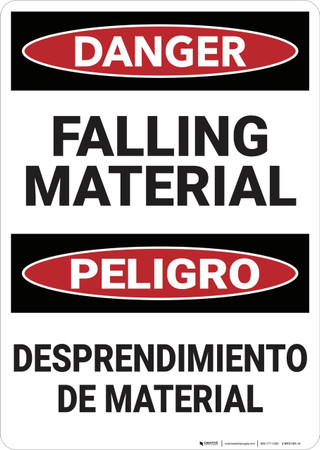 Danger: Bilingual Spanish Falling Material - Wall Sign