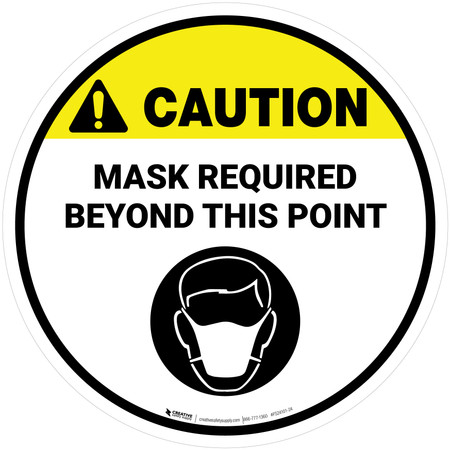 Caution: Mask Required Beyond This Point with Icon Circular - Floor Sign