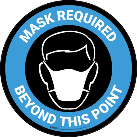 Mask Required Beyond This Point with Icon Blue Circular - Floor Sign