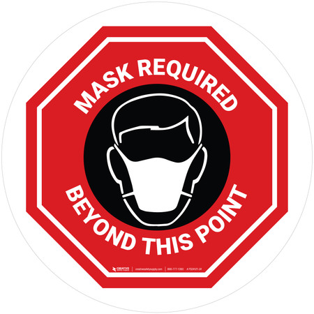 Mask Required Beyond This Point with Icon Stop Circular - Floor Sign ...