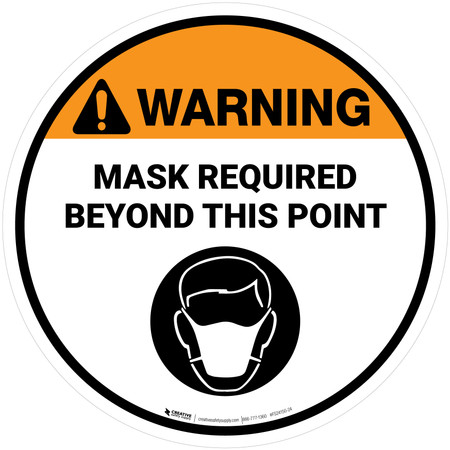 Warning: Mask Required Beyond This Point with Icon Circular - Floor Sign