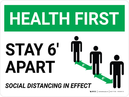 Health First: Stay 6' Apart Social Distancing In Effect with Icon ...