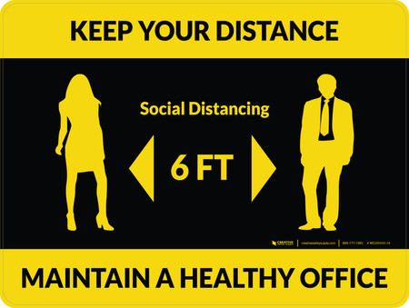 Keep Your Distance - Maintain a Healthy Office with Icon Yellow/Black ...