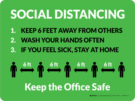 Social Distancing Keep the Office Safe with Icons Green Landscape ...