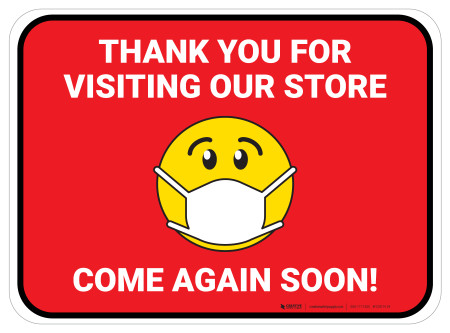 Thank You For Visiting Our Store with Face Mask Emoji Red Rectangle ...