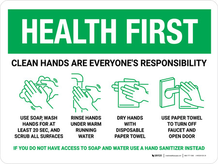 Health First: Clean Hands Are Everyones Responsibility with Icons ...