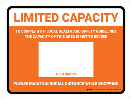 Limited Capacity: Maintain Social Distancing While Shopping Orange ...