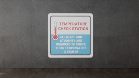 Temperature Check Station Students with Icon - SignCast™ S200 Virtual Sign