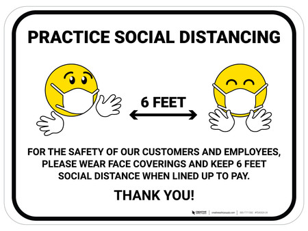 Practice Social Distancing with Emojis - Floor Sign