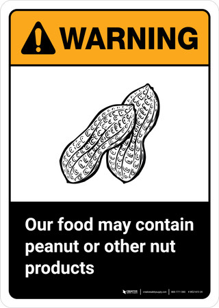 Warning: Food May Contain Peanut Or Nut Products with Icon ANSI ...